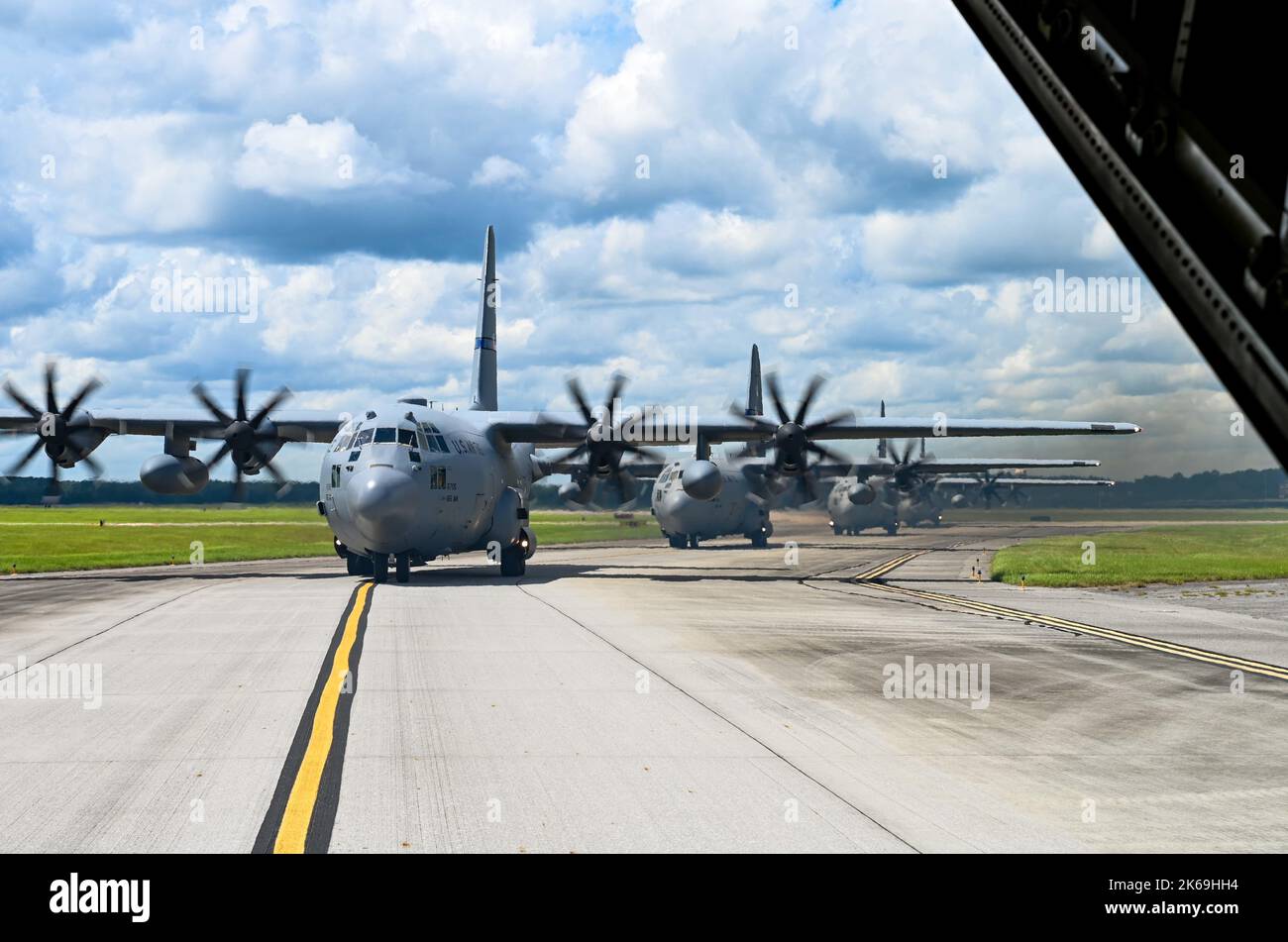 Five C-130 Hercules aircraft from the 165th Airlift Wing, Georgia Air ...