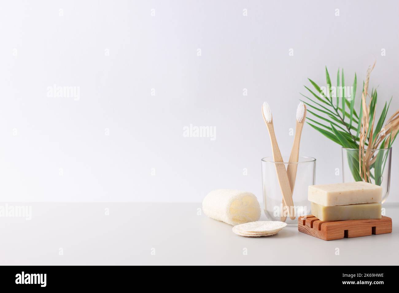 Zero waste, sustainable and eco-friendly lifestyle. Soap, toothbrush ...