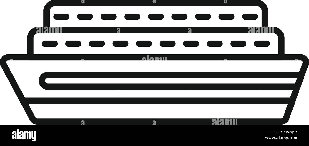 Sea ferry ship icon outline vector. River boat. Cargo front Stock ...