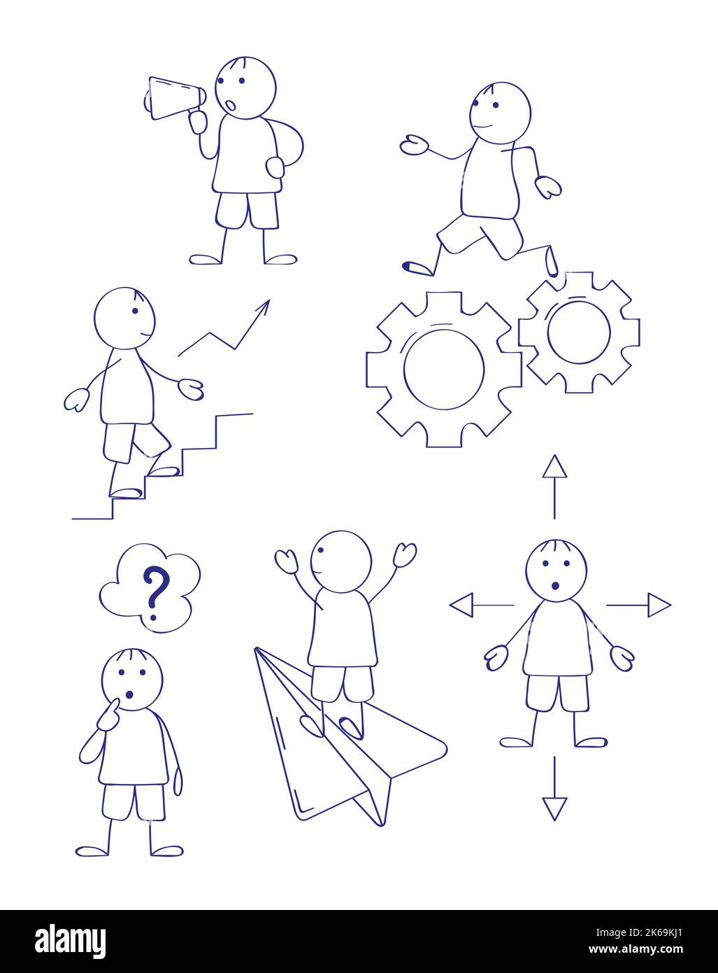 Stick figures for presentations in doddle style. Line art human ...
