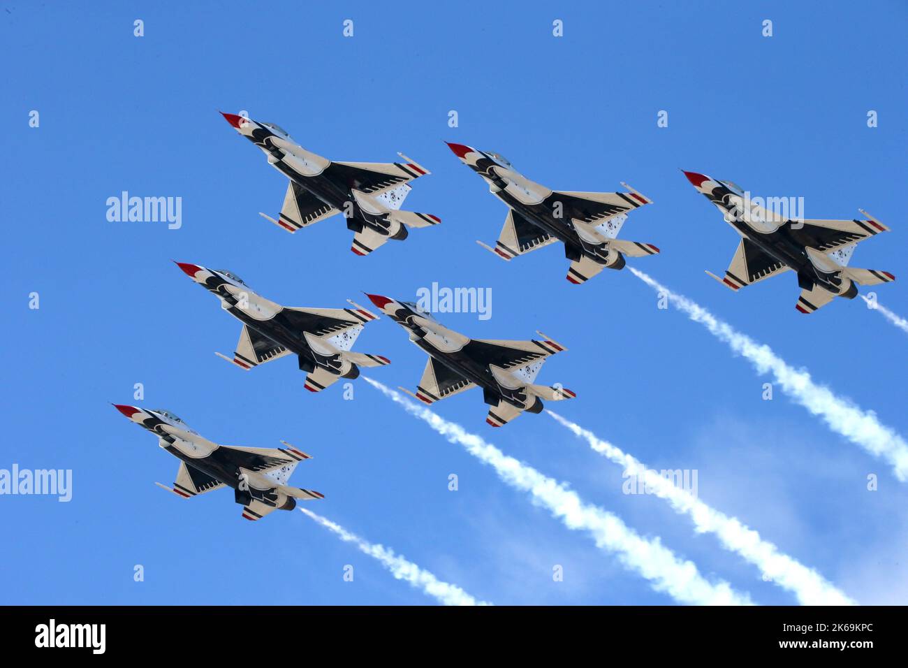 A parade of aircraft in a flight at the annual Pacific Airshow event ...