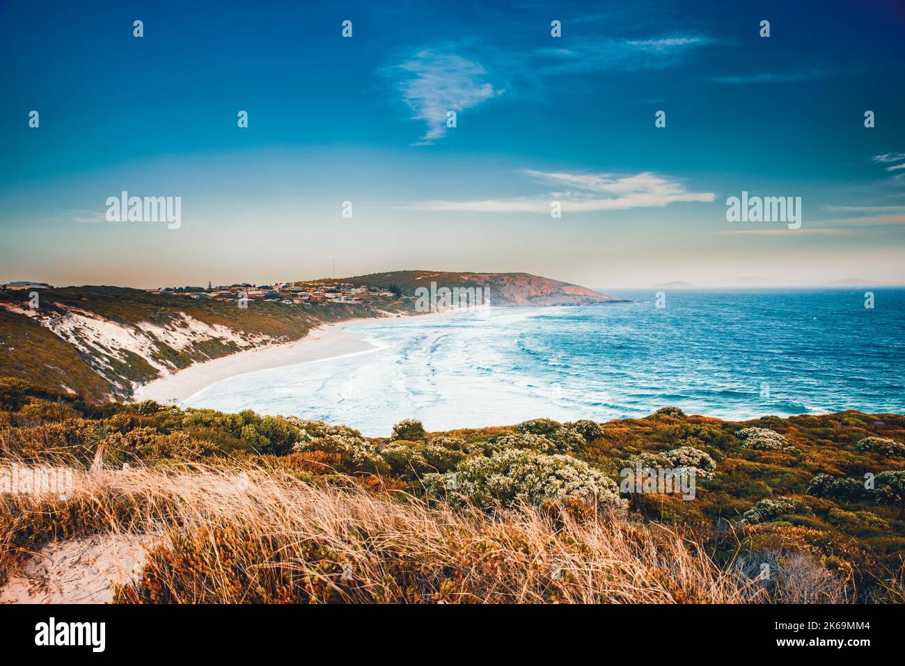 Scenic panoramic view of cliff coast and Cable Beach at Torndirrup ...