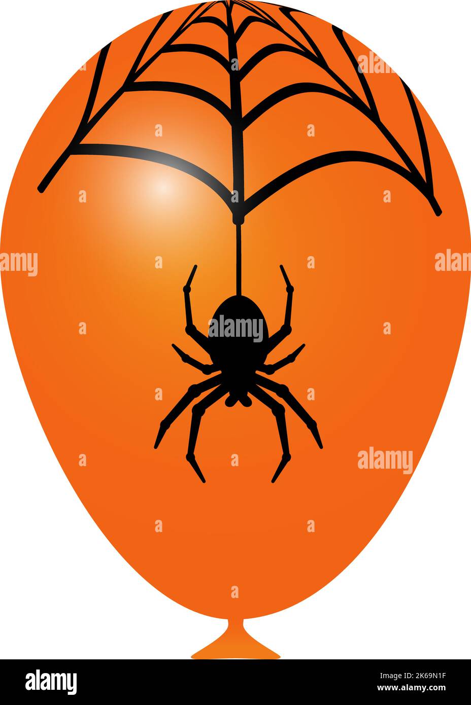 A balloon for Halloween. Realistic orange ball with spider web and ...