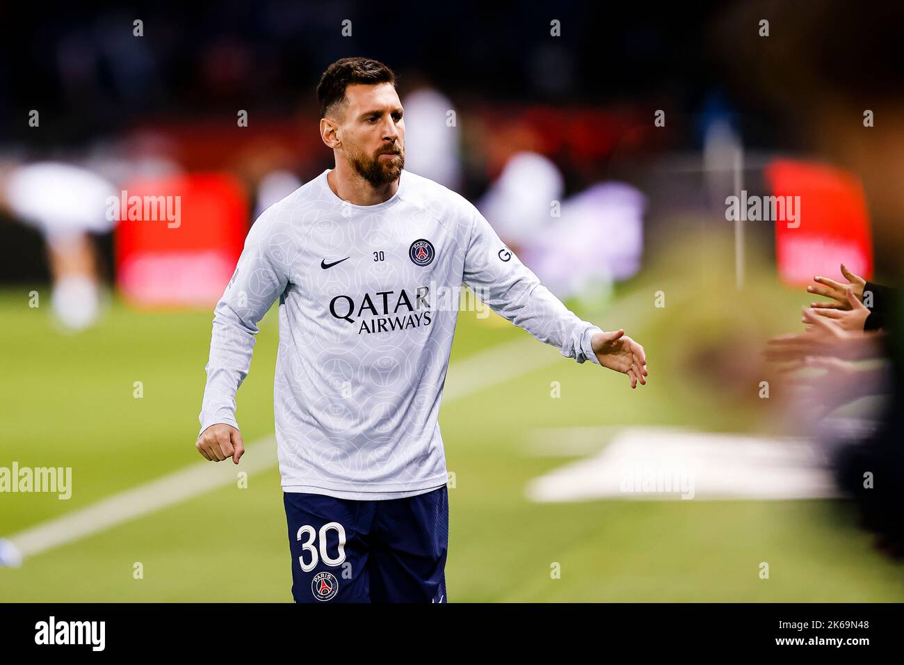 PARIS, FRANCE - OCTOBER 01: Lionel Messi of Paris Saint Germain high ...