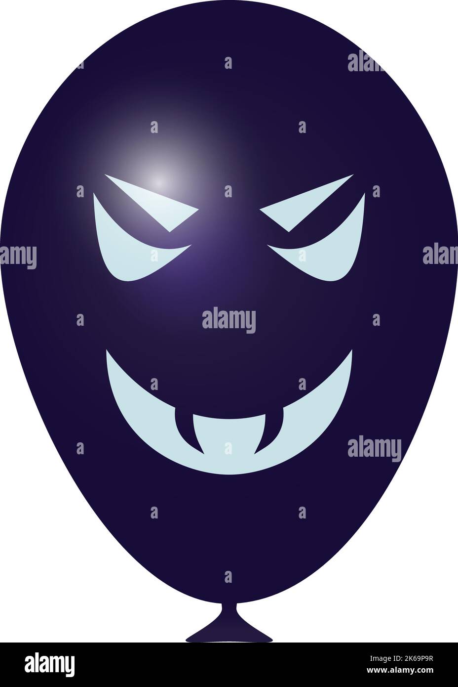 A balloon for Halloween. Realistic purple ball with a sinister face ...