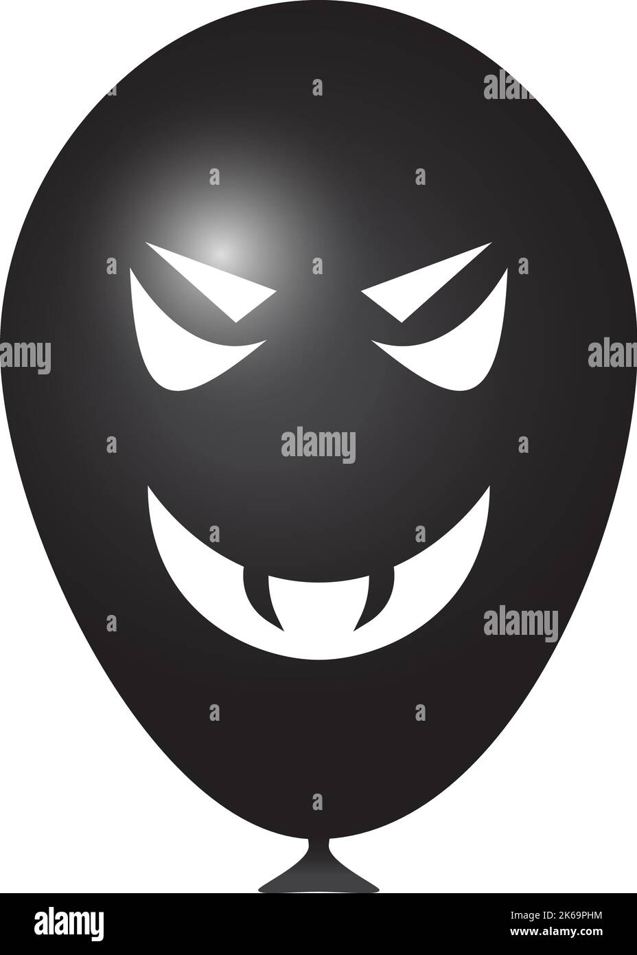 A balloon for Halloween. Realistic black ball with a sinister face ...