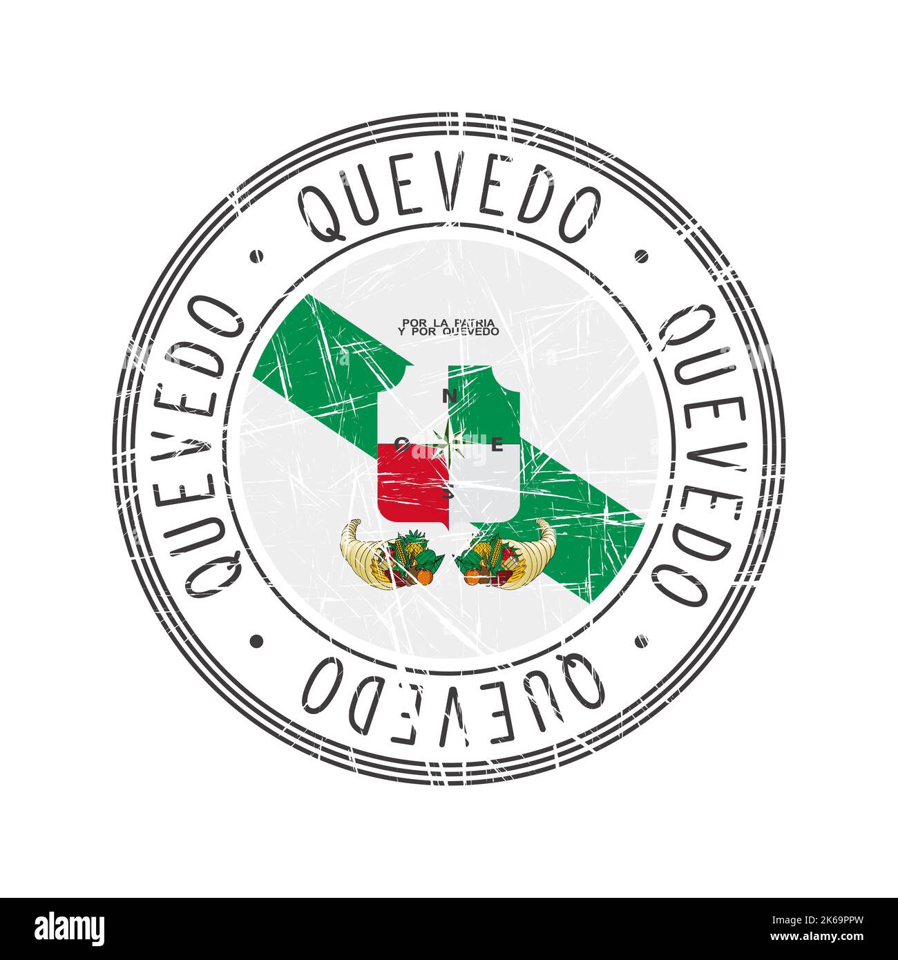Quevedo city, Ecuador vector rubber stamp over white background Stock ...