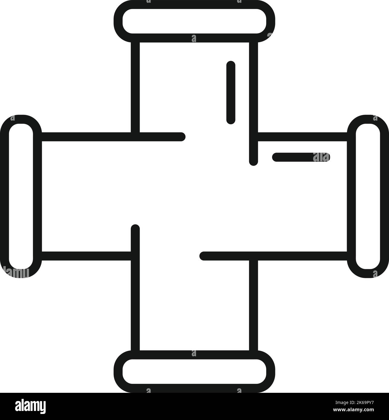 Cross pipe icon outline vector. Water pipeline. Pump tap Stock Vector ...
