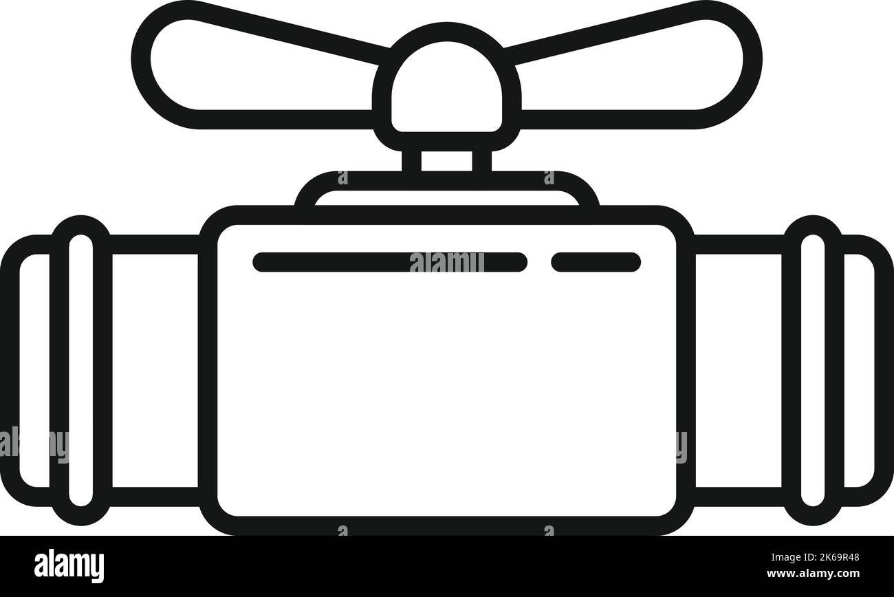 Water tap icon outline vector. Flange pressure. Drain steel Stock ...