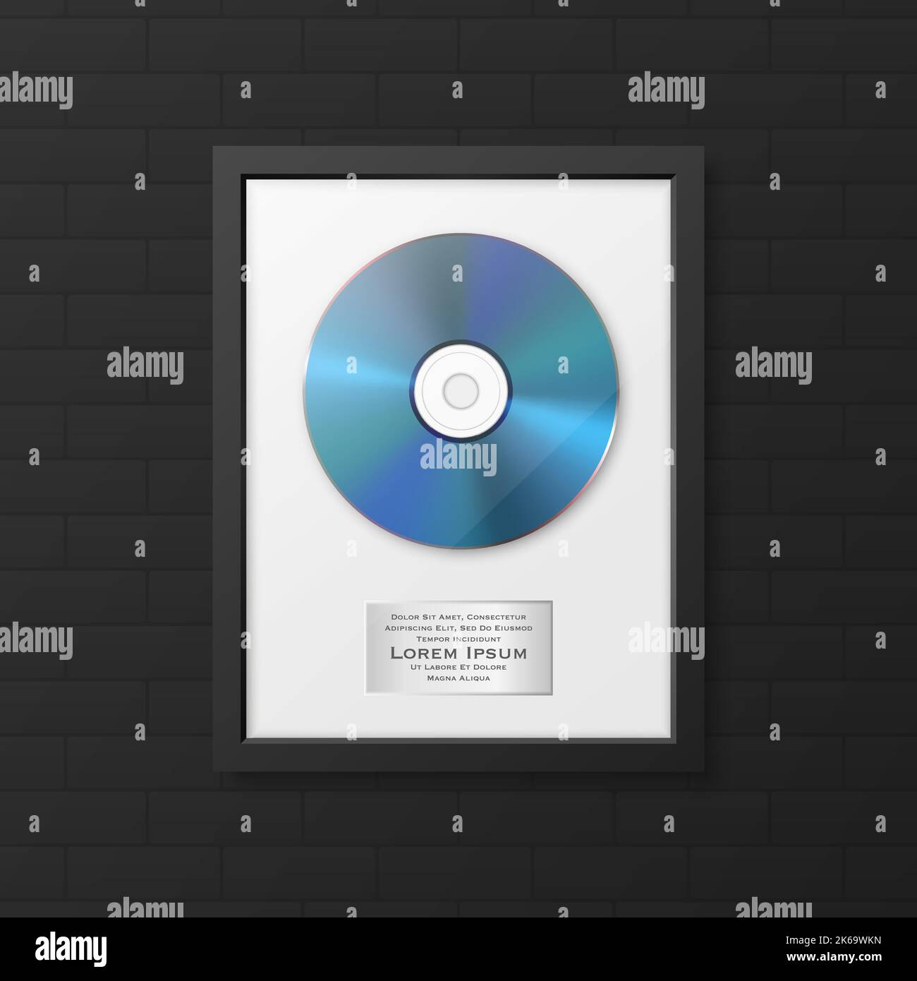 Realistic Vector 3d Blue CD, Label with Black CD Cover Frame on Black ...