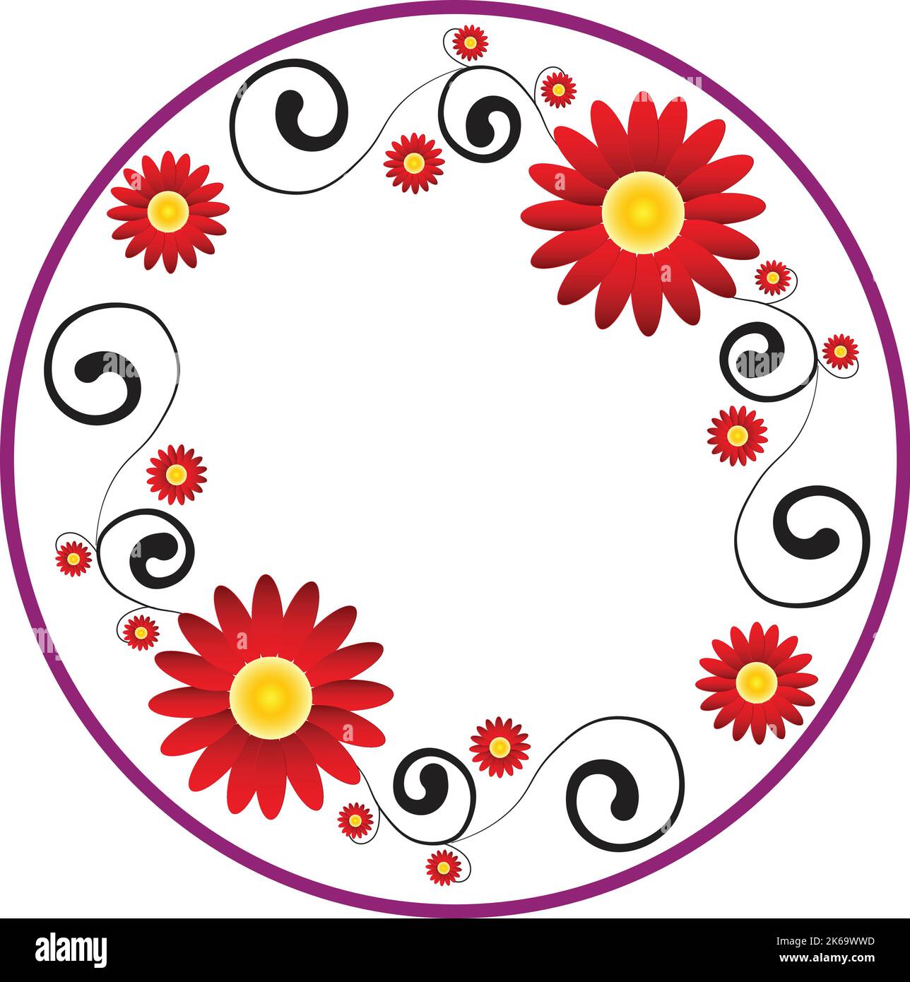 Flowers In A Circle Stock Vector Image & Art - Alamy