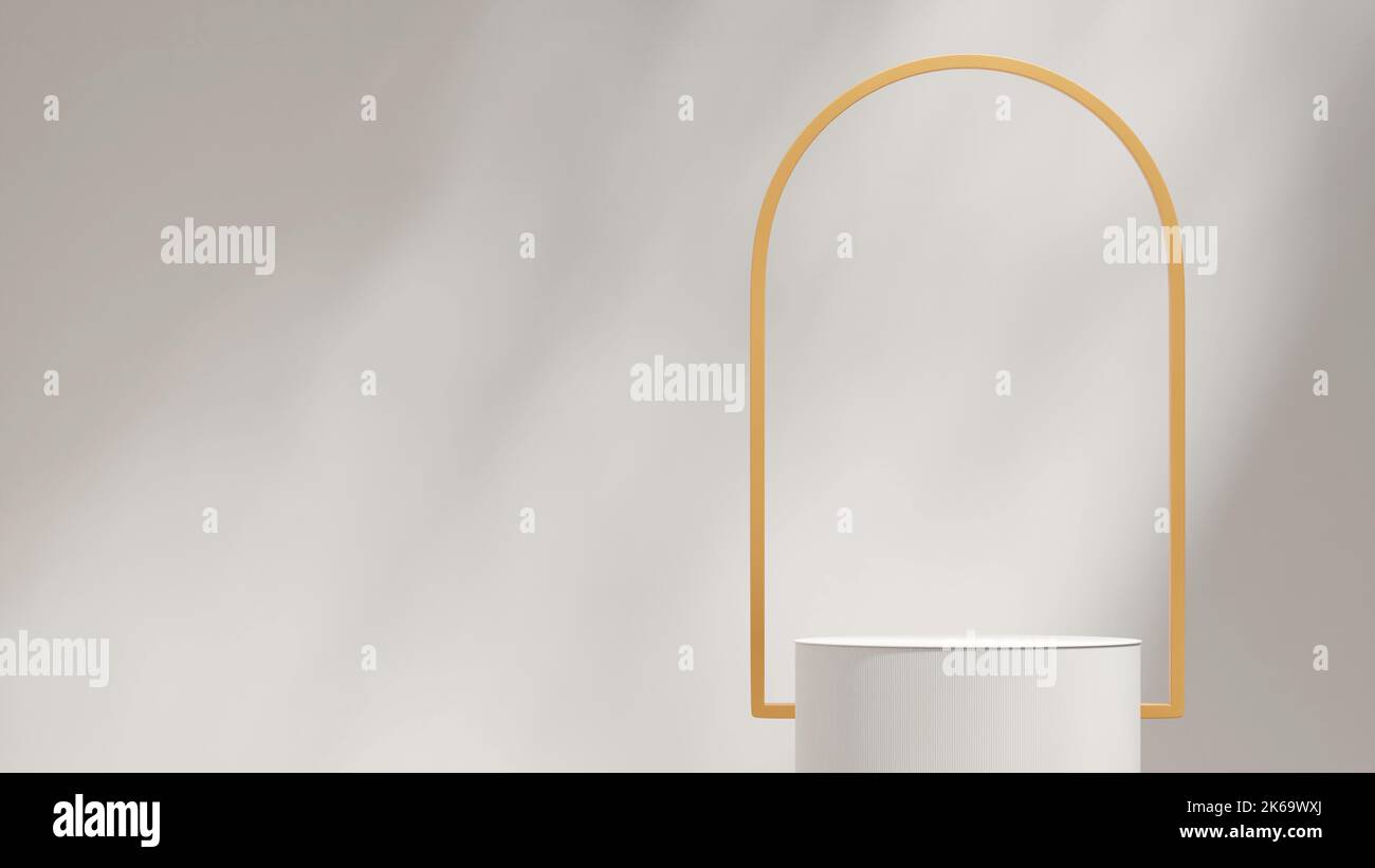 An aesthetic shot of a small arch design on a light grey background ...