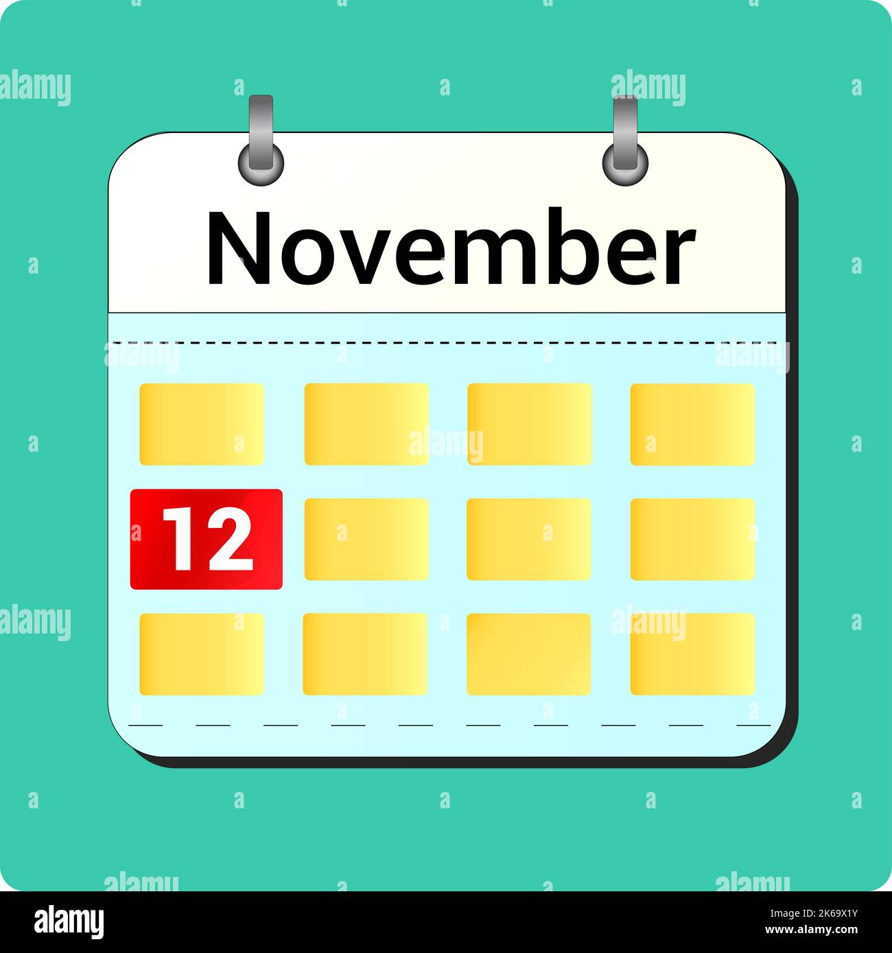 calendar vector drawing, date November 12 on the page Stock Vector ...