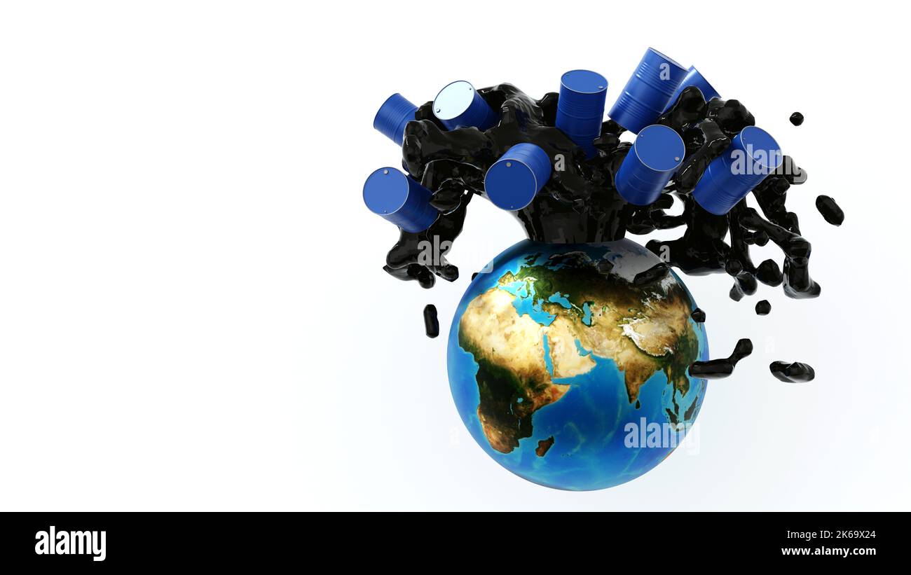 Crude oil stream up from the earth globe, oil market business ...