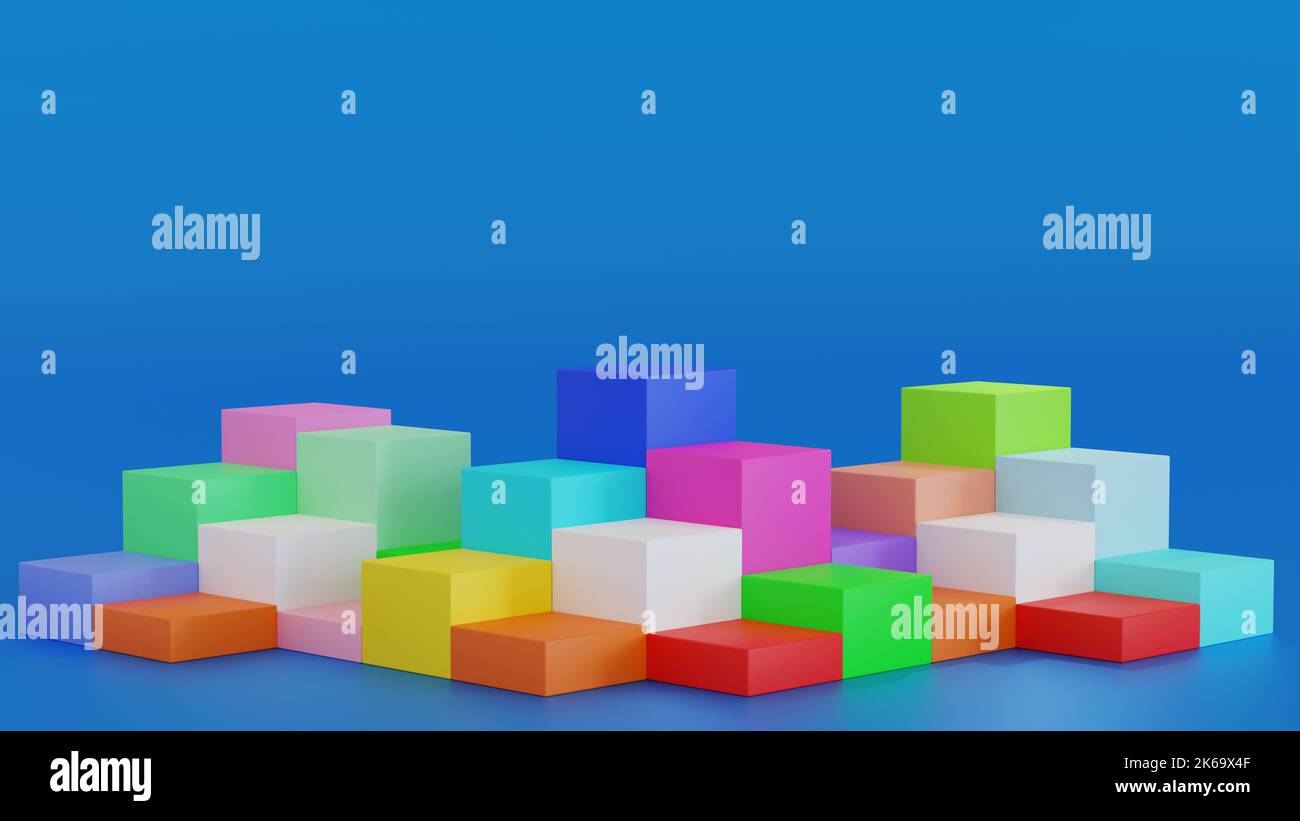 Empty multi color rectangle podium geometric shape pedestal stage for ...