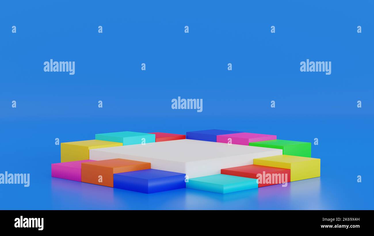 Empty multi color rectangle podium geometric shape pedestal stage for ...