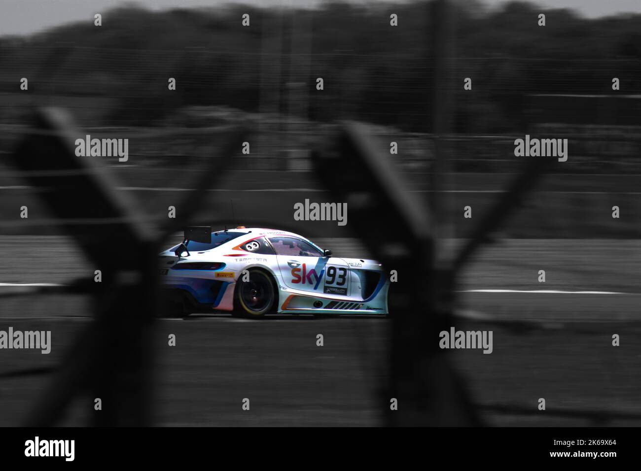 A Sky Tempesta Mercedes AMG GT3 racing in the Silverstone 500 circuit ...