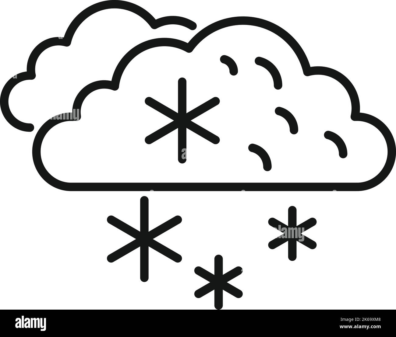 Snowflake cloud icon outline vector. Snow forecast. Cold winter Stock ...