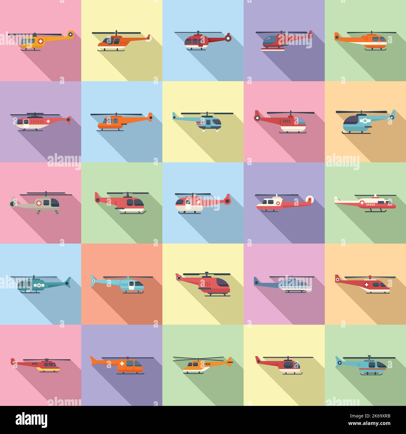 Rescue helicopter icons set flat vector. Air engine. Fast force Stock Vector Image & Art - Alamy