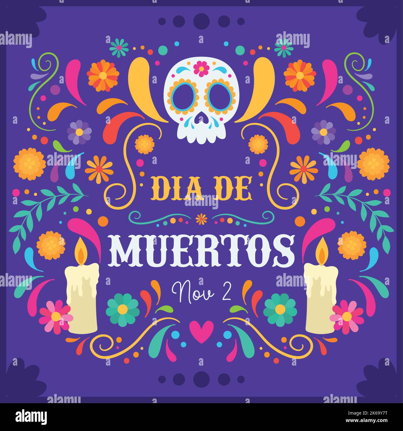 Colored dia de los muertos poster Vector Stock Vector Image & Art - Alamy
