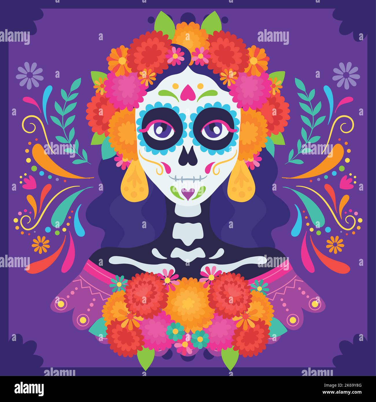 Colored dia de los muertos poster Vector Stock Vector Image & Art - Alamy