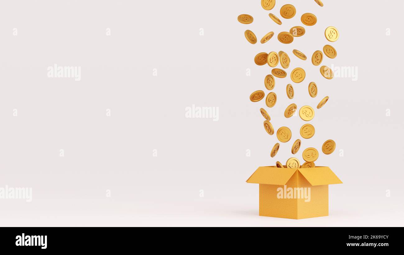 Golden coins falling donation box hi-res stock photography and images ...