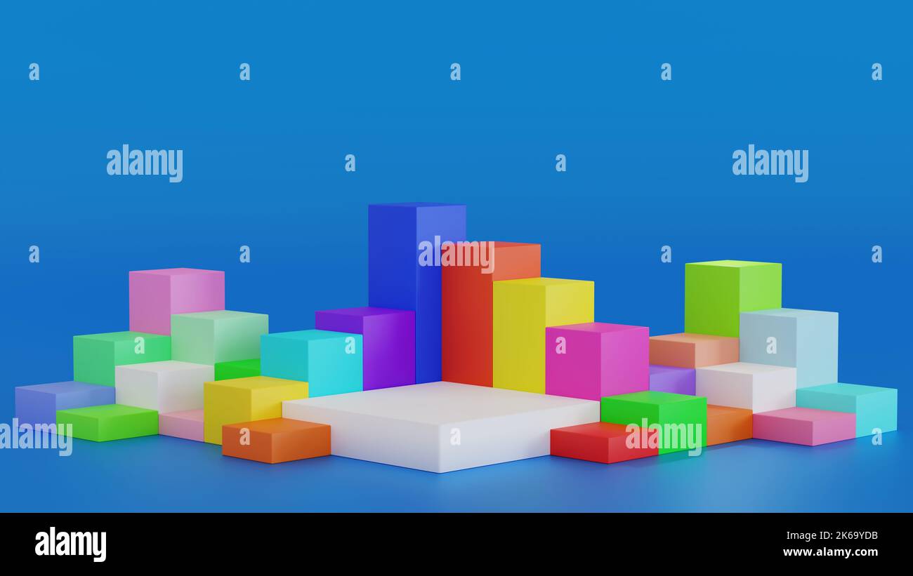 Empty multi color rectangle podium geometric shape pedestal stage for ...