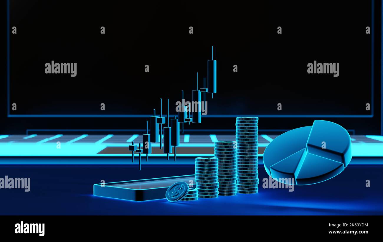 Smart phone with stock market trading graph candle stick and business ...