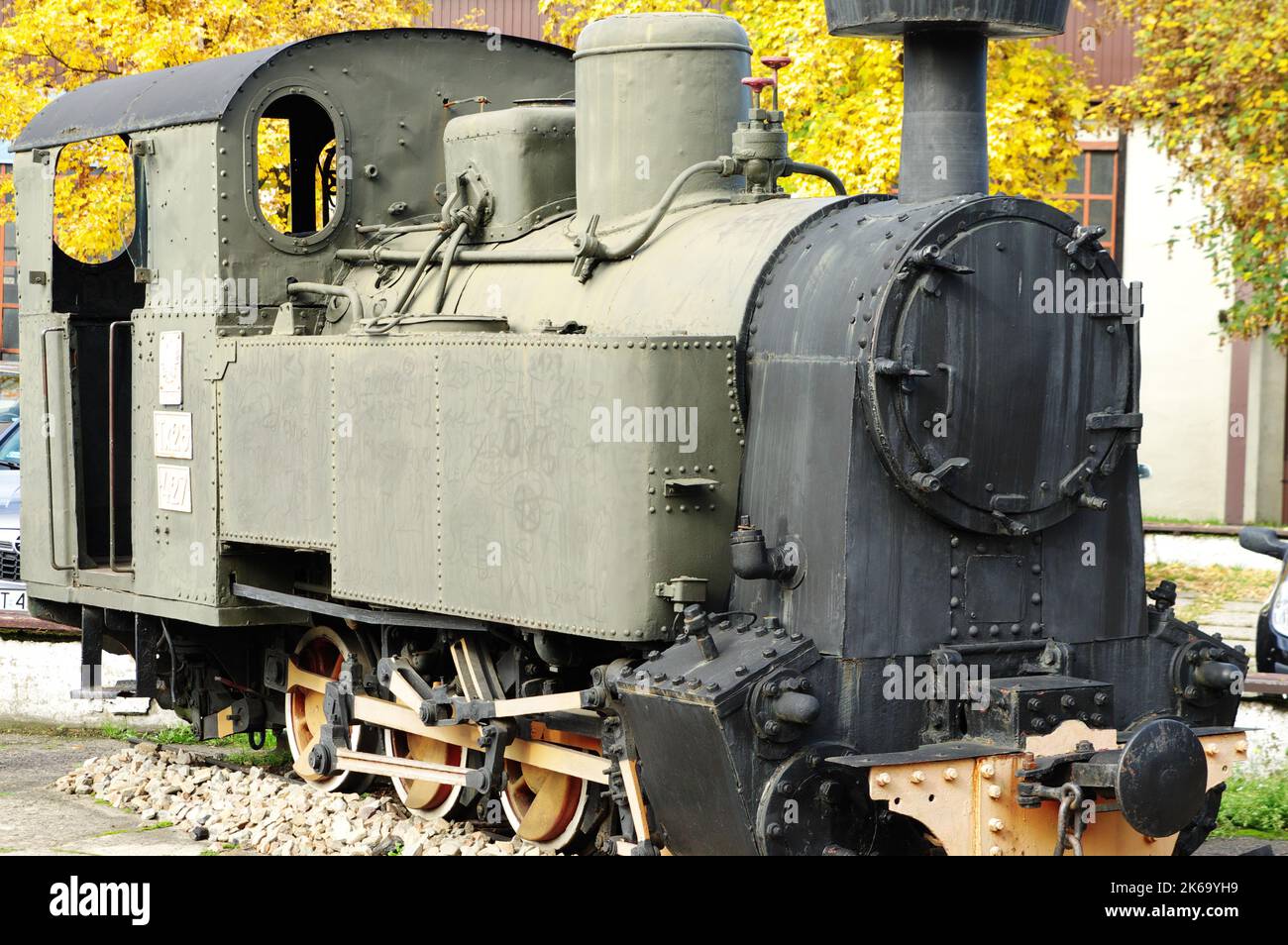Old narrow-gauge steam locomotive. General view Stock Photo - Alamy