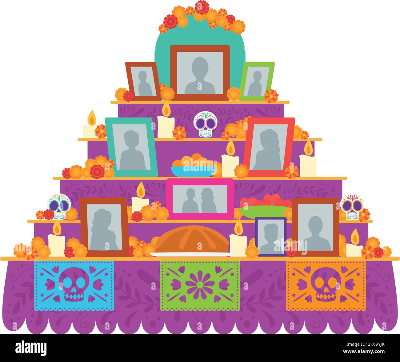 Isolated mexican altar with skulls and photos Vector Stock Vector Image ...