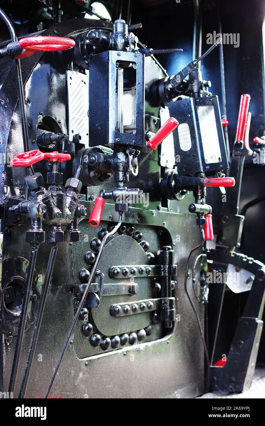 Inside locomotive cabin. Control instruments Stock Photo - Alamy