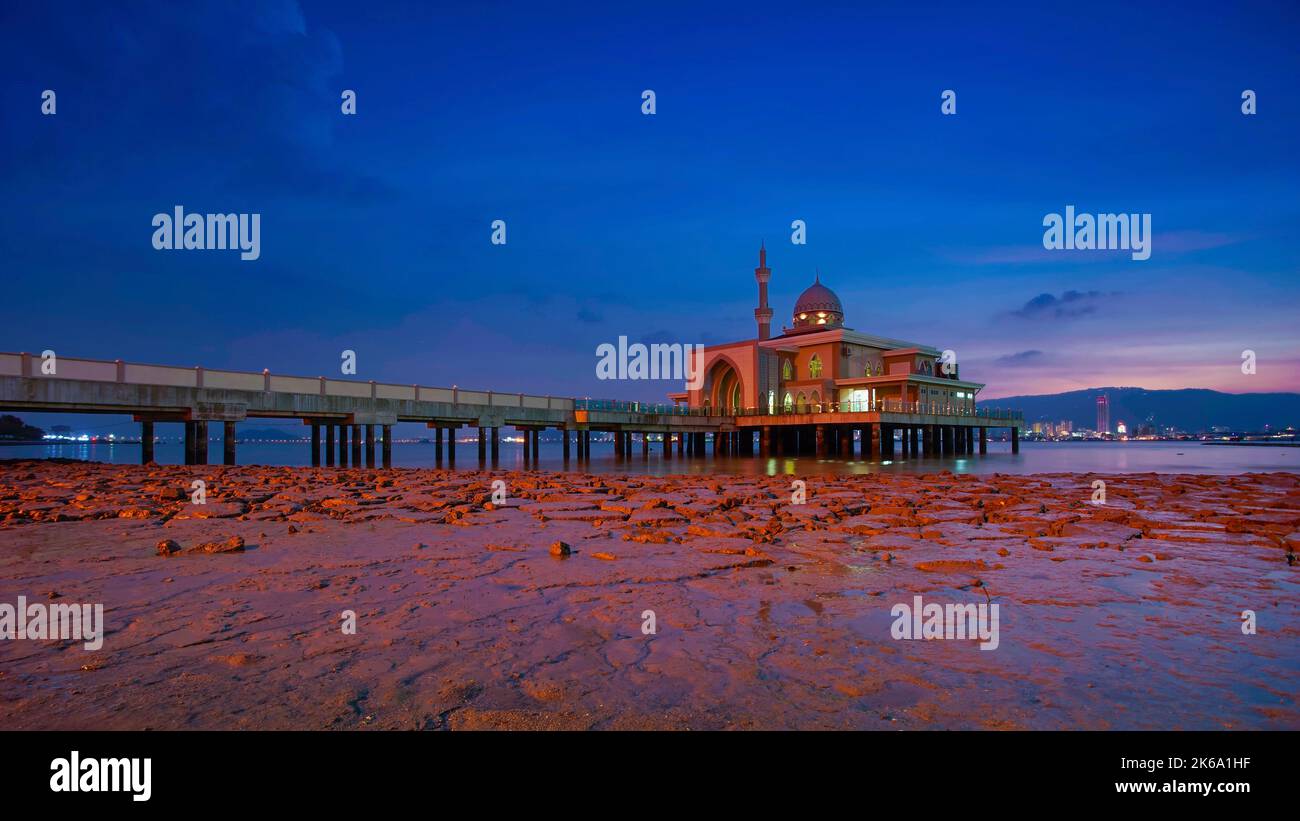 An Evening view during sunset at the Floating Mosque,Penang Port ...