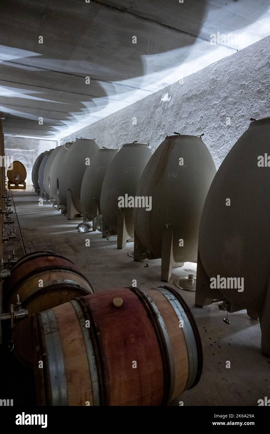Stages of wine production from fermentation to bottling, visit to wine ...