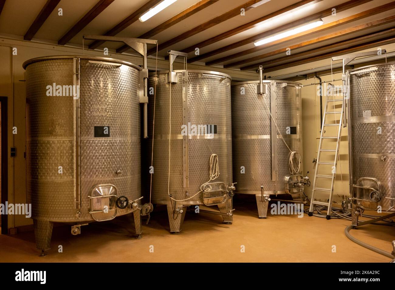 Stages of wine production from fermentation to bottling, visit to wine ...