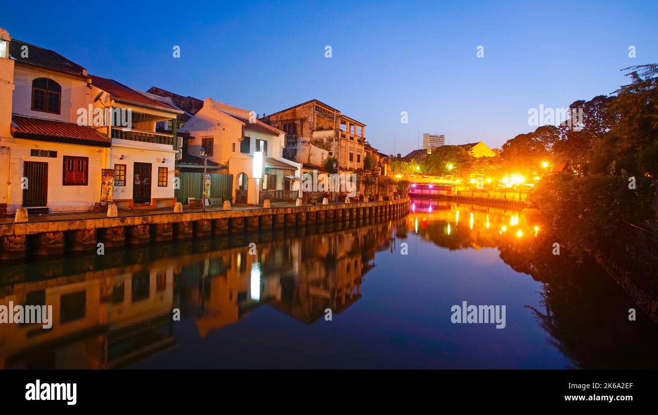Mirror reflection od historical building in Malacca Riverside during ...