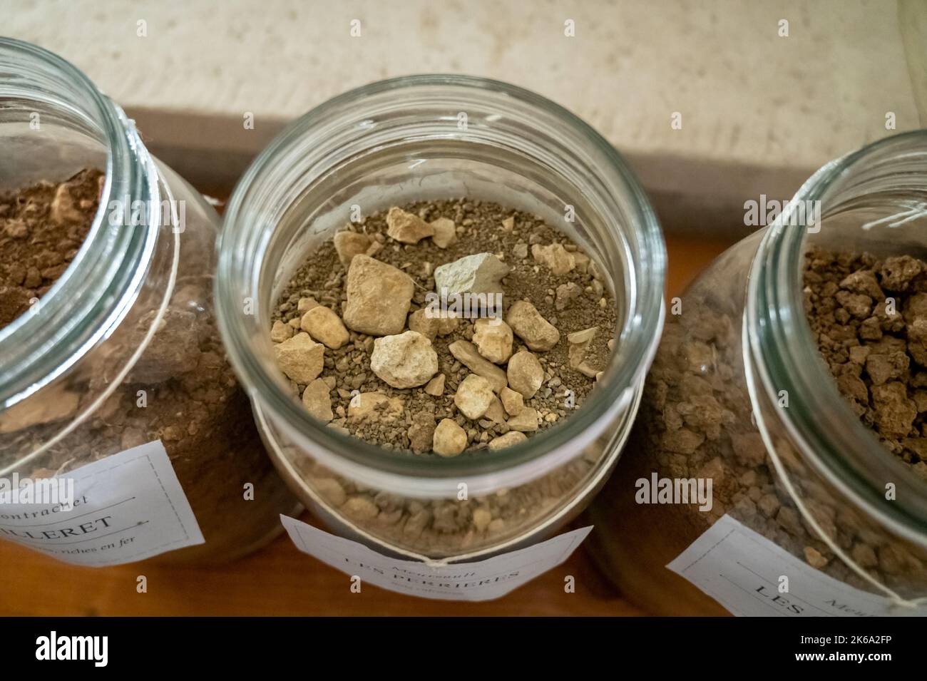 Different samples of soils of Climat of origin areas, grand cru wine ...