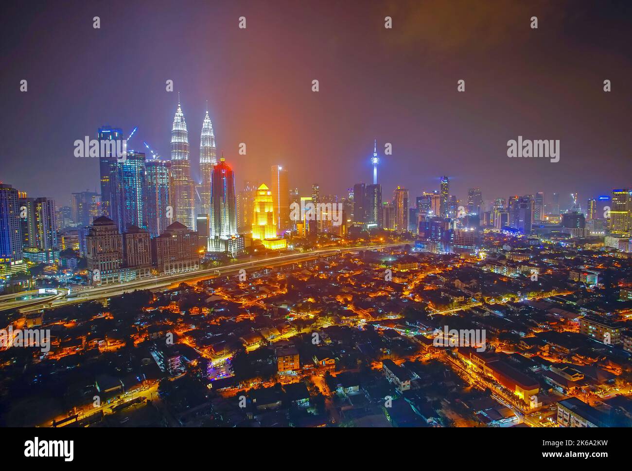 Kuala Lumpur skyscrapper landscape view at night Stock Photo - Alamy