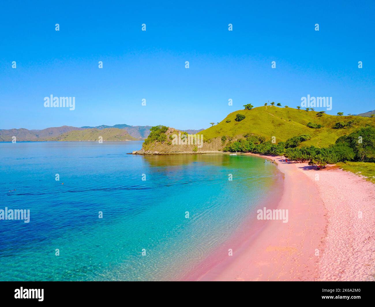 Aerial view of beautiful pink beach at Flores Island Stock Photo - Alamy