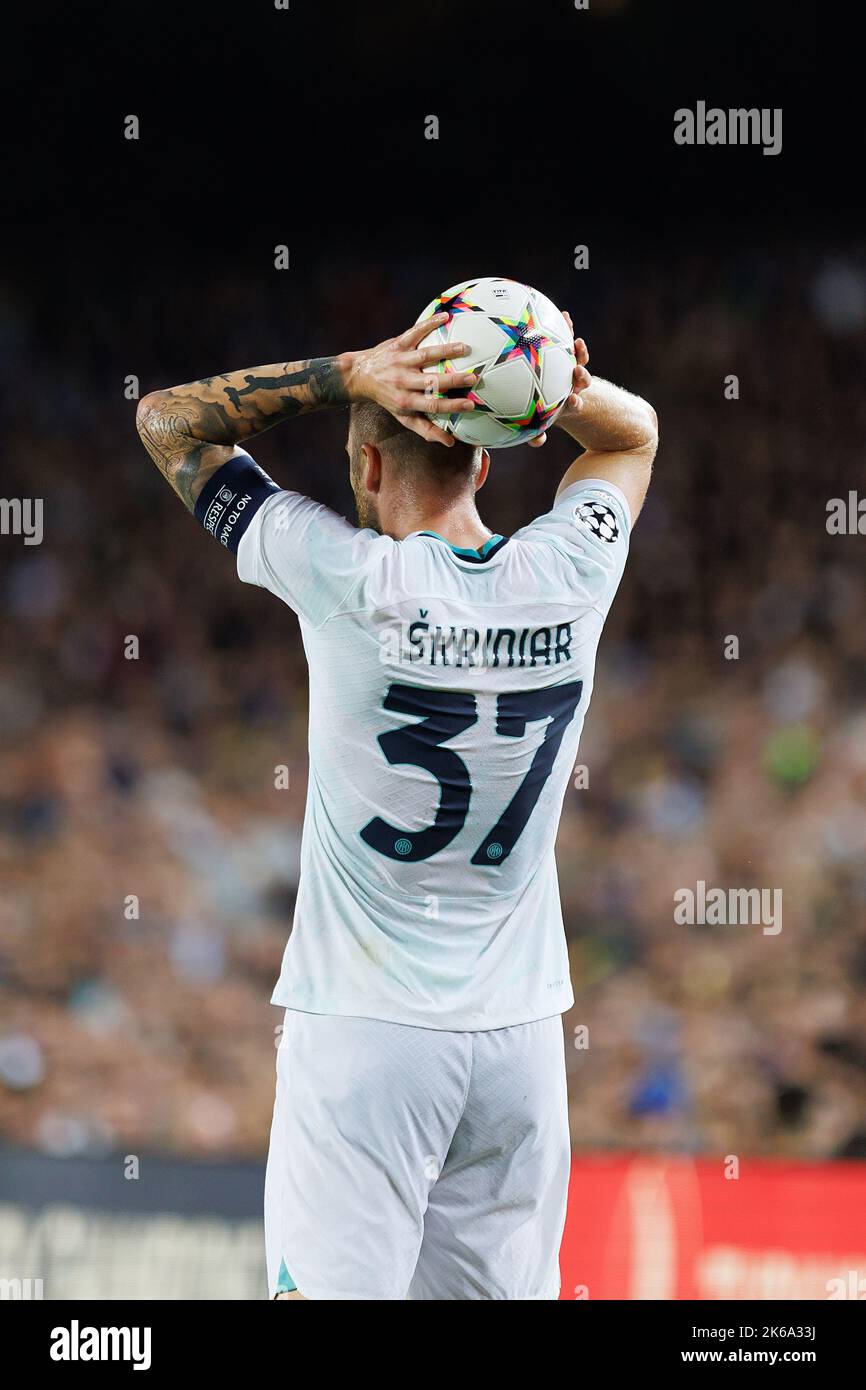 Barcelona, Spain. 12th Oct, 2022. Skriniar in action during the Uefa ...