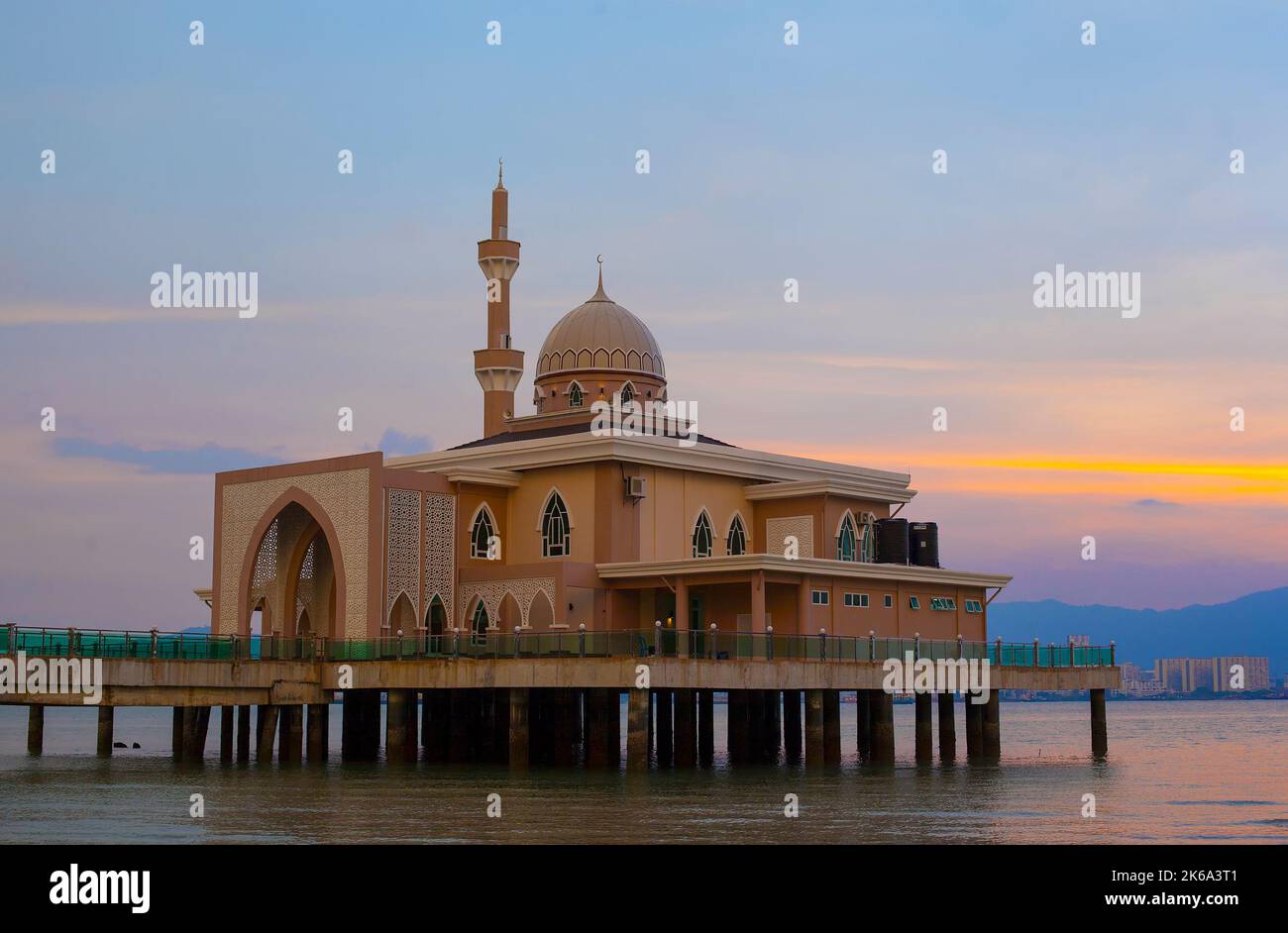 An Evening view during sunset at the Floating Mosque,Penang Port ...