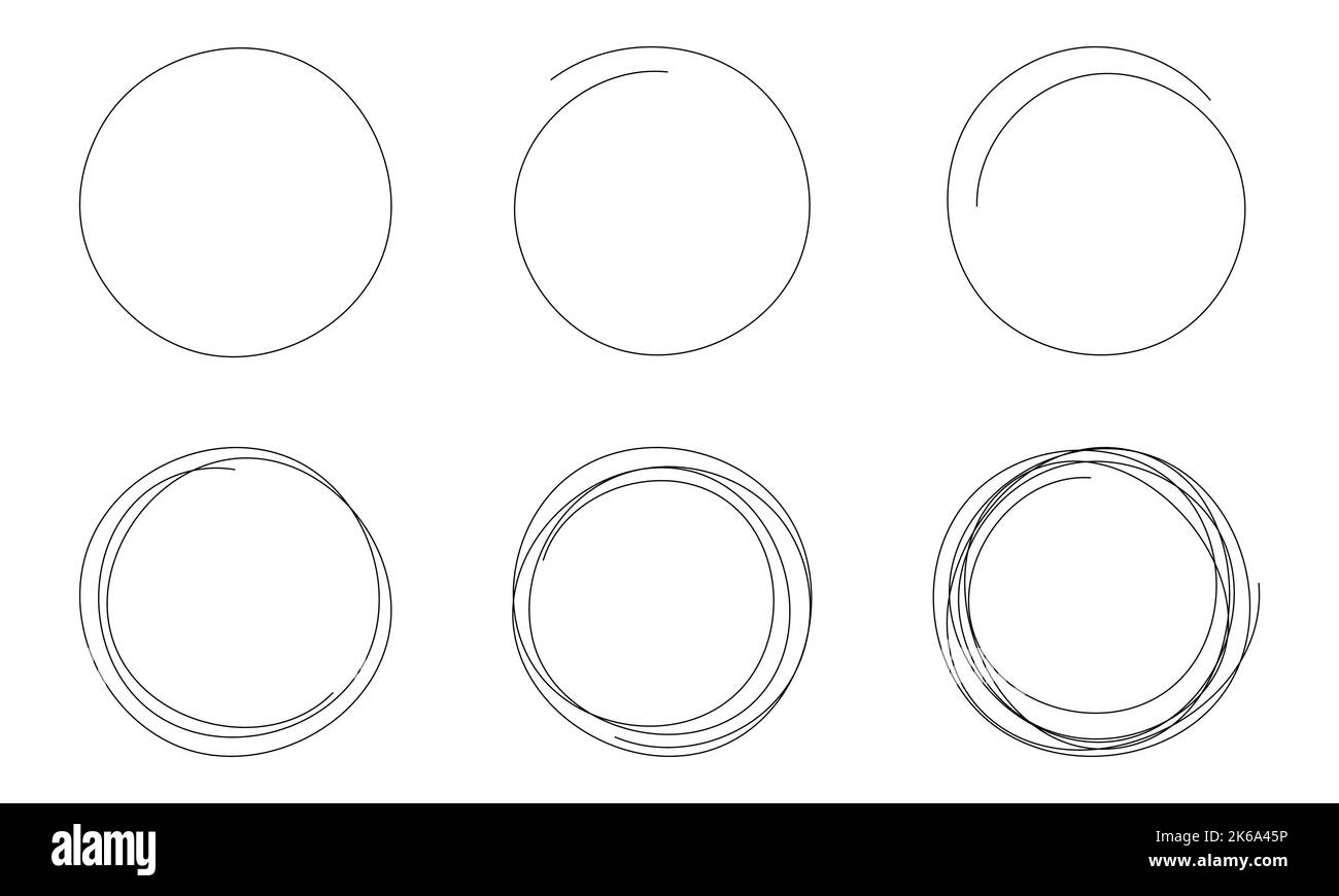 Hand drawning circle line sketch set. Art design round circular ...