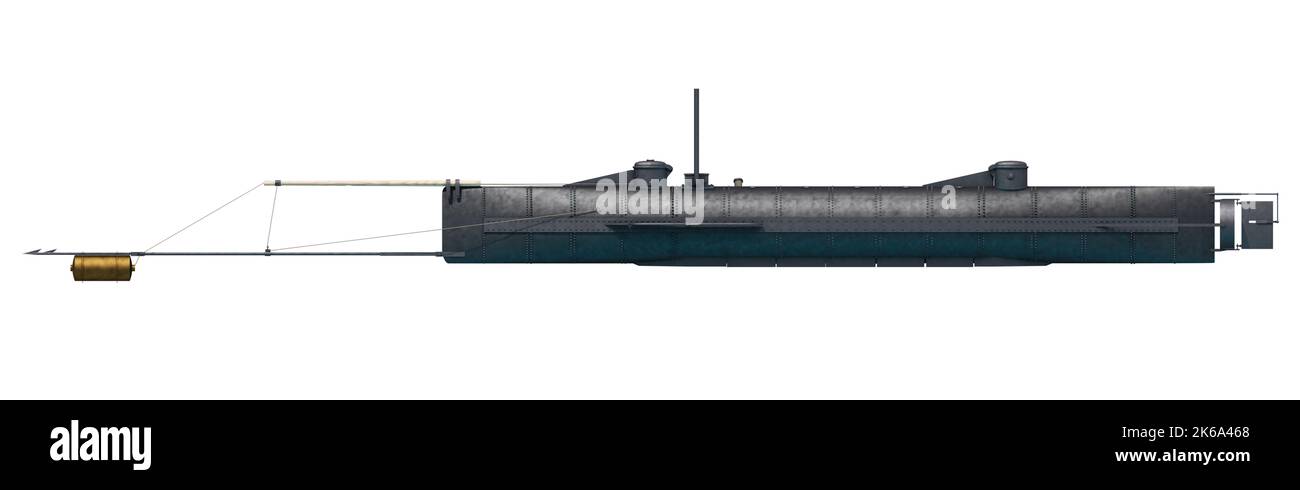 CSS Hunley, 1864 Confederate submarine, side view Stock Photo - Alamy