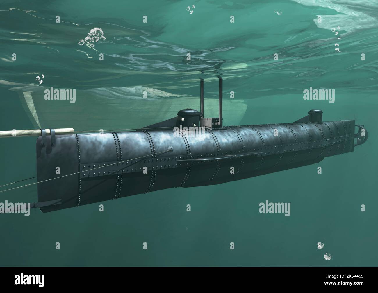 CSS Hunley, 1864 Confederate submarine, underwater view Stock Photo - Alamy