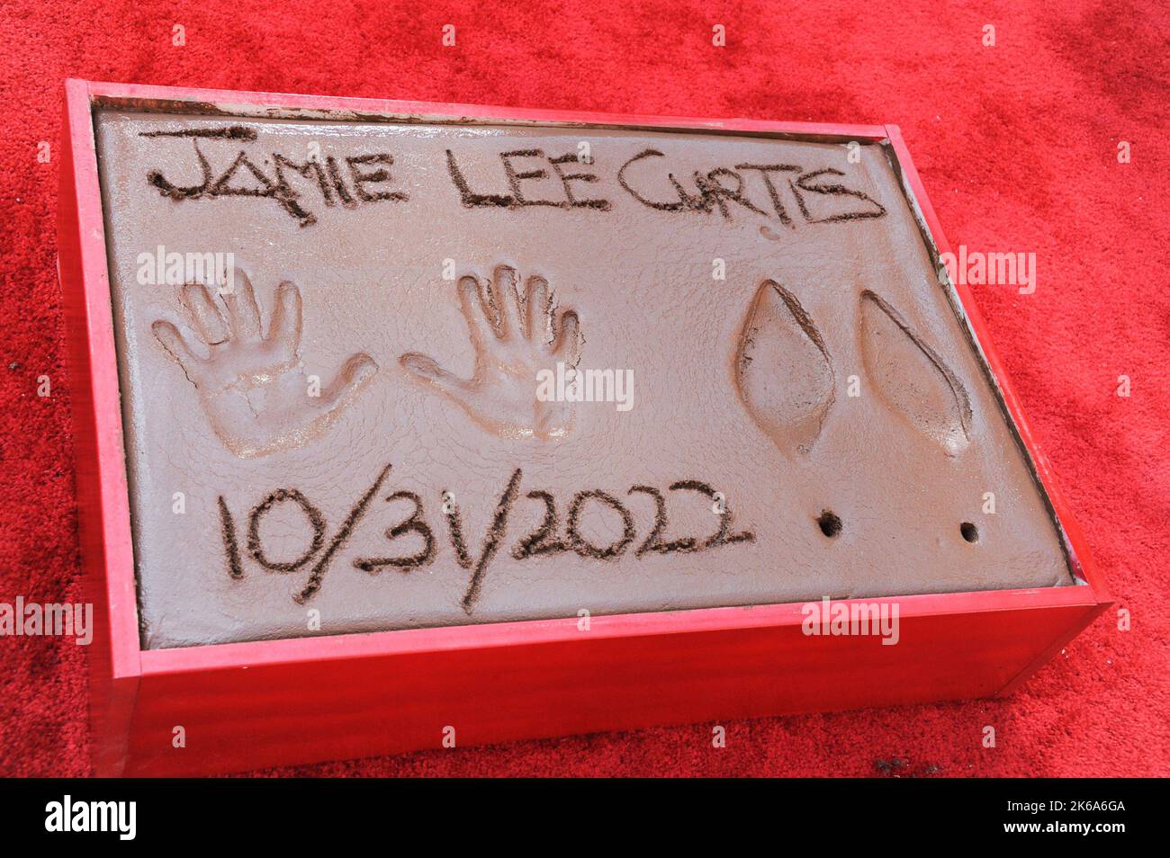 Los Angeles, CA. 12th Oct, 2022. Jamie Lee Curtis Hand and Footprint at ...