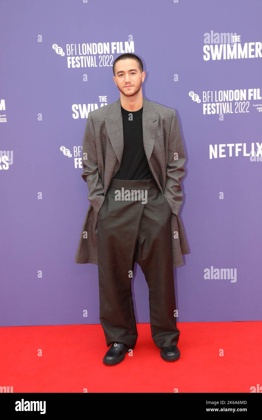 Ahmed Malek attends the film premiere for 'The Swimmers' during the 2022 BFI London Film ...