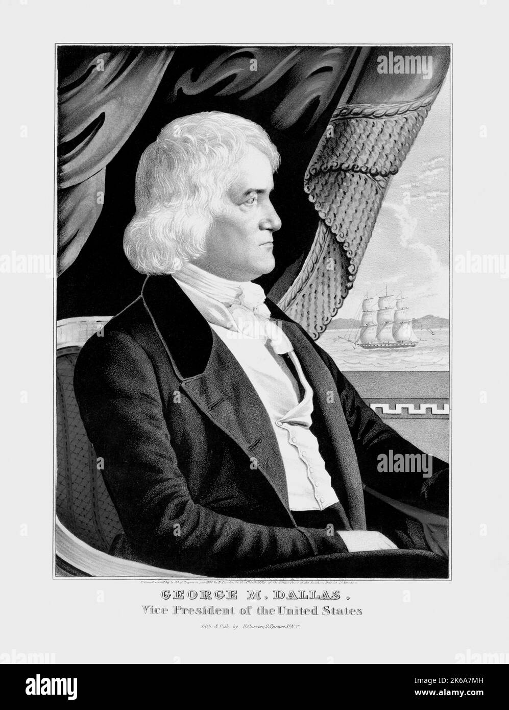 19th century print of George Mifflin Dallas, 11th U.S. Vice President ...