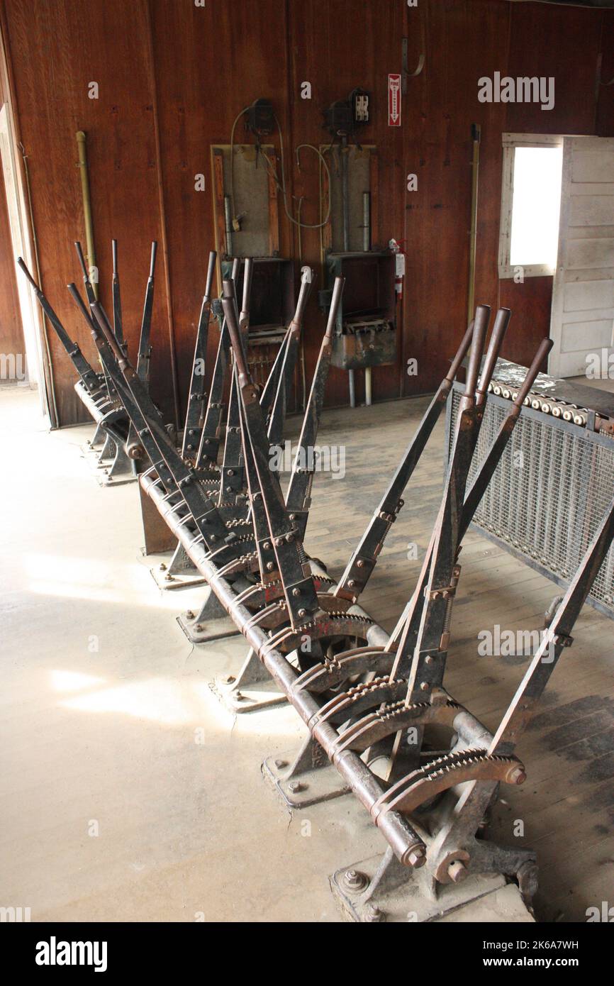 Levers on Dredge Number 4 near Dawson City, Yukon Territory, Canada ...