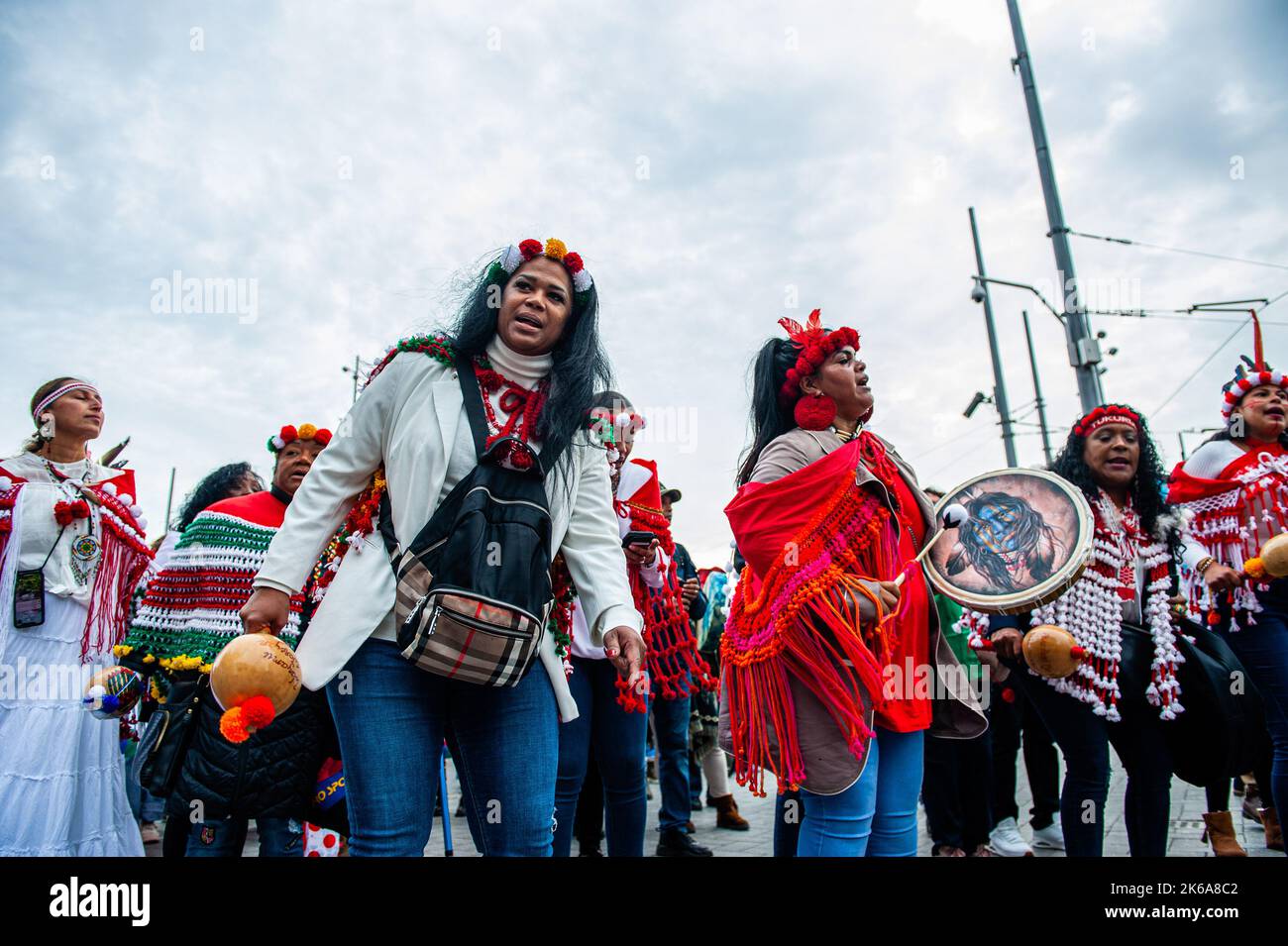 A group of Indigenous women seen singing traditional songs during the ...