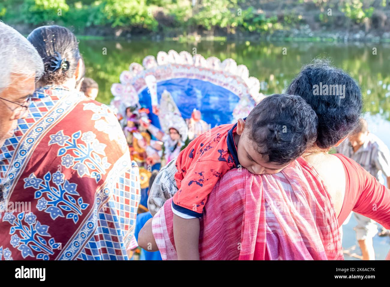 Devotees immerse Durga Idol on River Ganges during the last day of ...