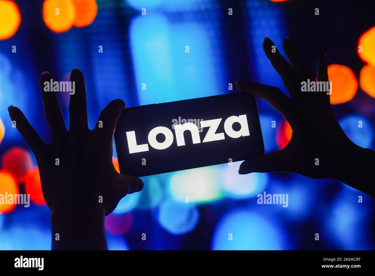 In this photo illustration, the Lonza Group logo is displayed on a smartphone screen. (Photo by ...